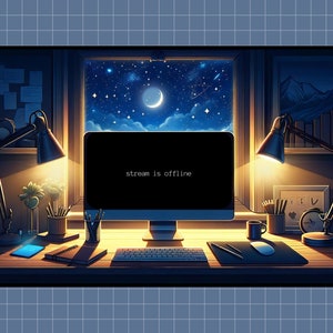 4 Animated Twitch Screens Night Stream Screens Twitch Overlay Lofi ...