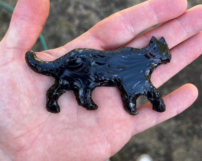 Black Obsidian Cat - Etsy