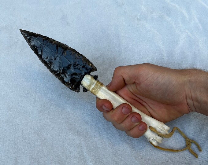 Obsidian Stone Knife With Bone Handle - Etsy