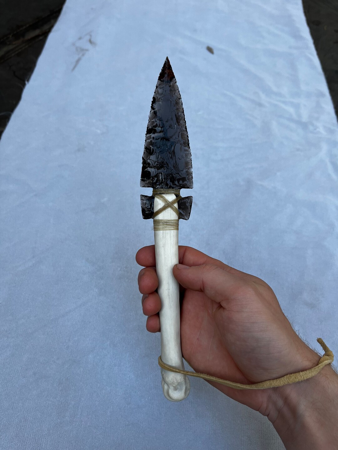 Obsidian Stone Knife With Bone Handle - Etsy
