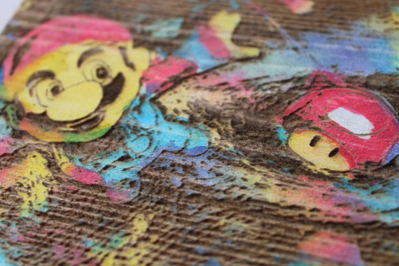 Mario Tripping on Mushrooms Wooden Sign. Engraved With Color - Etsy
