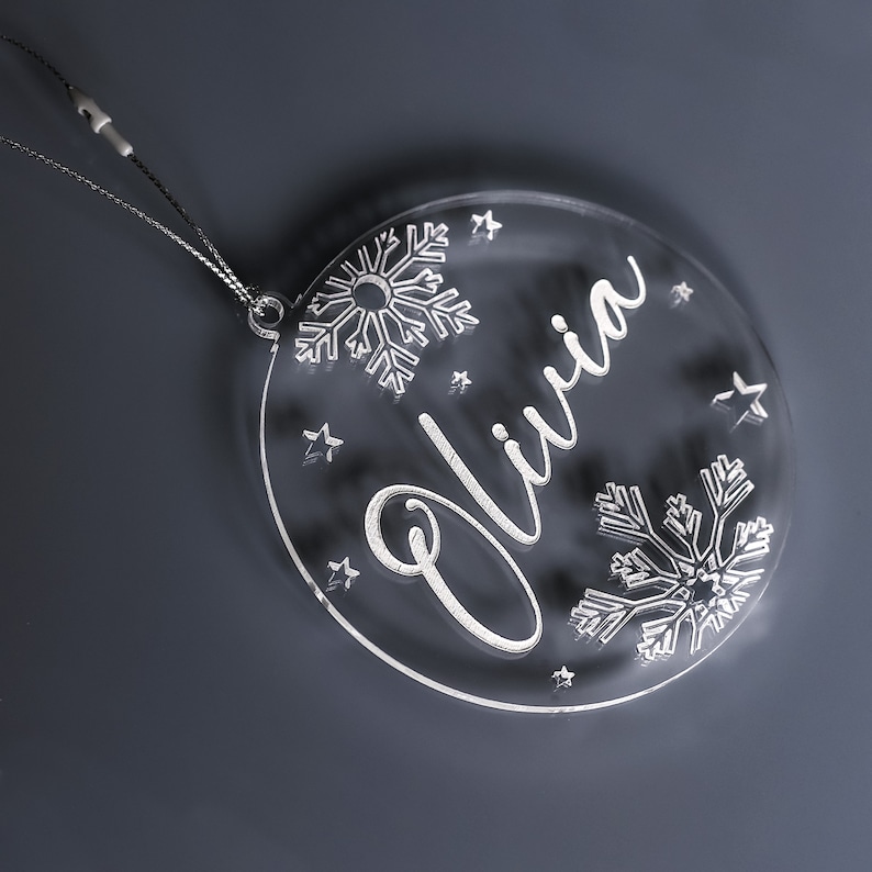 Personalised Acrylic Name Ornament | Custom Christmas Bauble | Clear ...