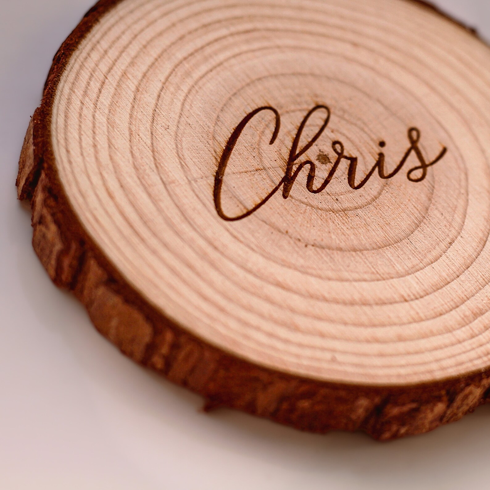 Real Wooden Log Slice Place Names Wedding & Party Table Decor Engraved ...