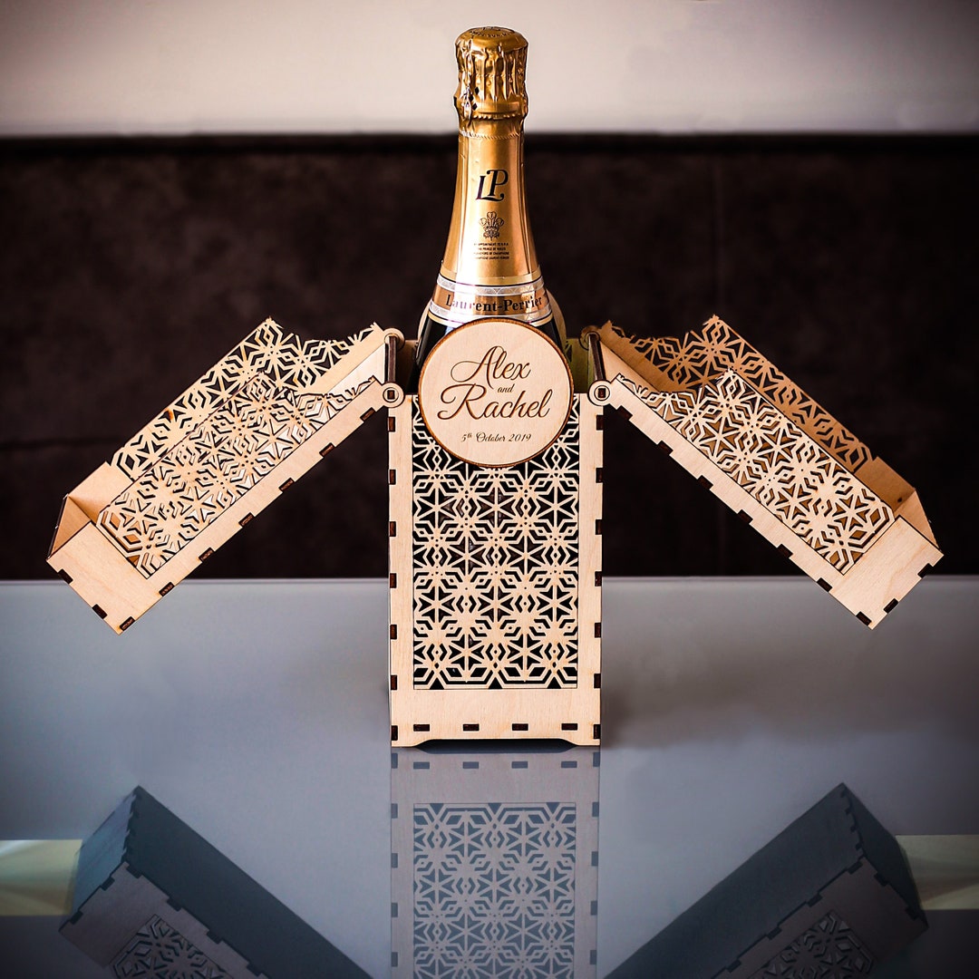 Personalised Bespoke Champagne Keepsake Wooden Engraved Gift Display ...