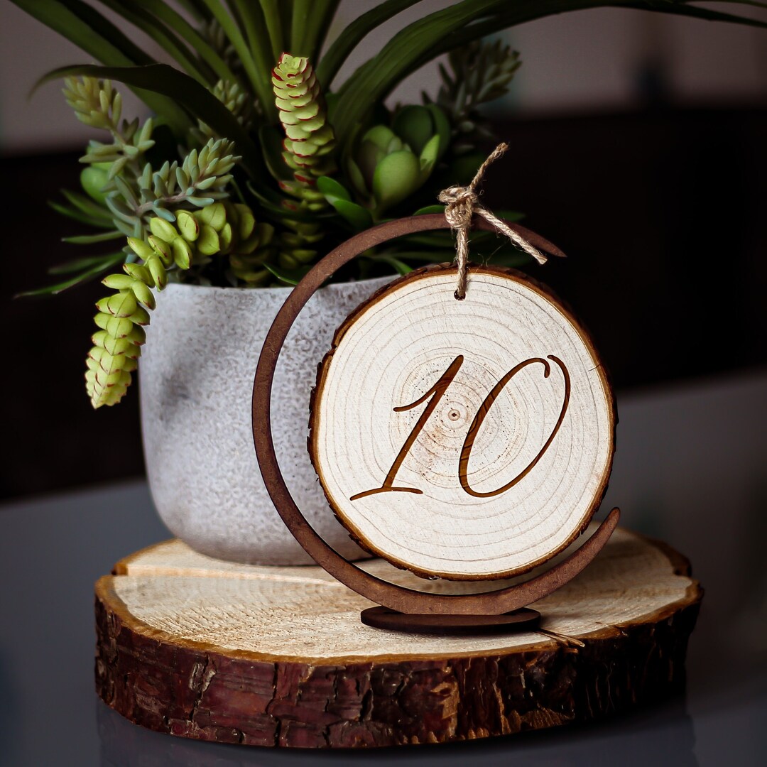 Wooden Log Slice Table Numbers | Real Wood Event Decor - Etsy UK
