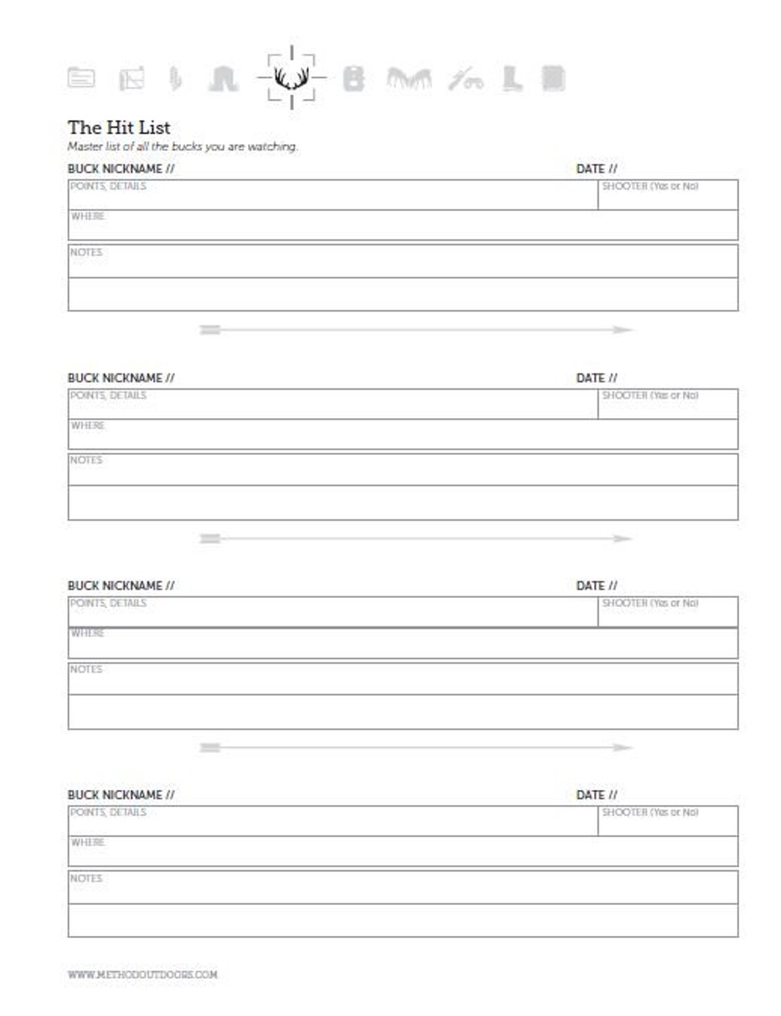 Printable Deer Hunting Journal - Hunting Log Book, Whitetail Hunting ...