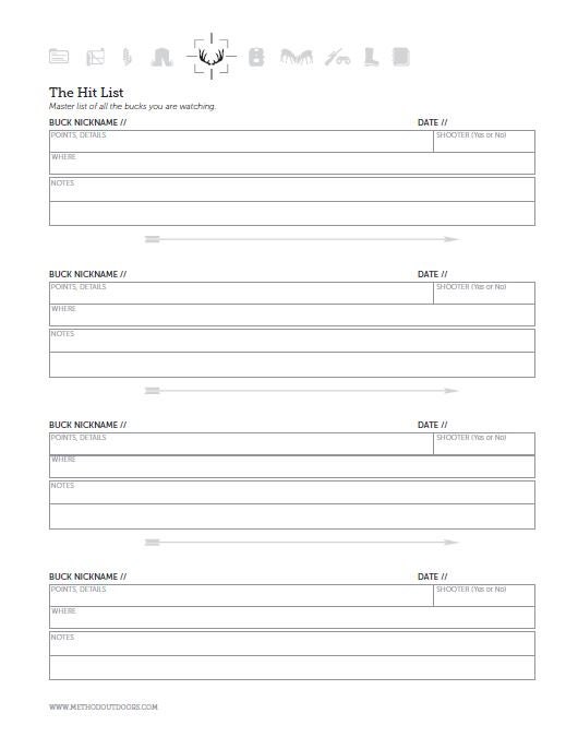 Printable Deer Hunting Journal - Hunting Log Book, Whitetail Hunting ...