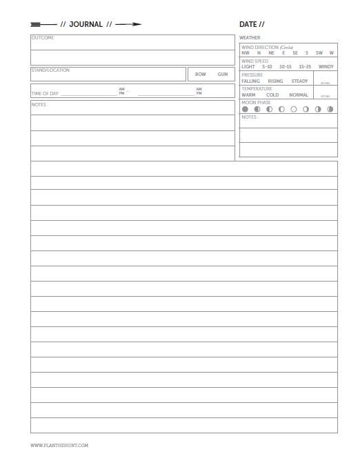 Printable Deer Hunting Journal - Hunting Log Book, Whitetail Hunting ...