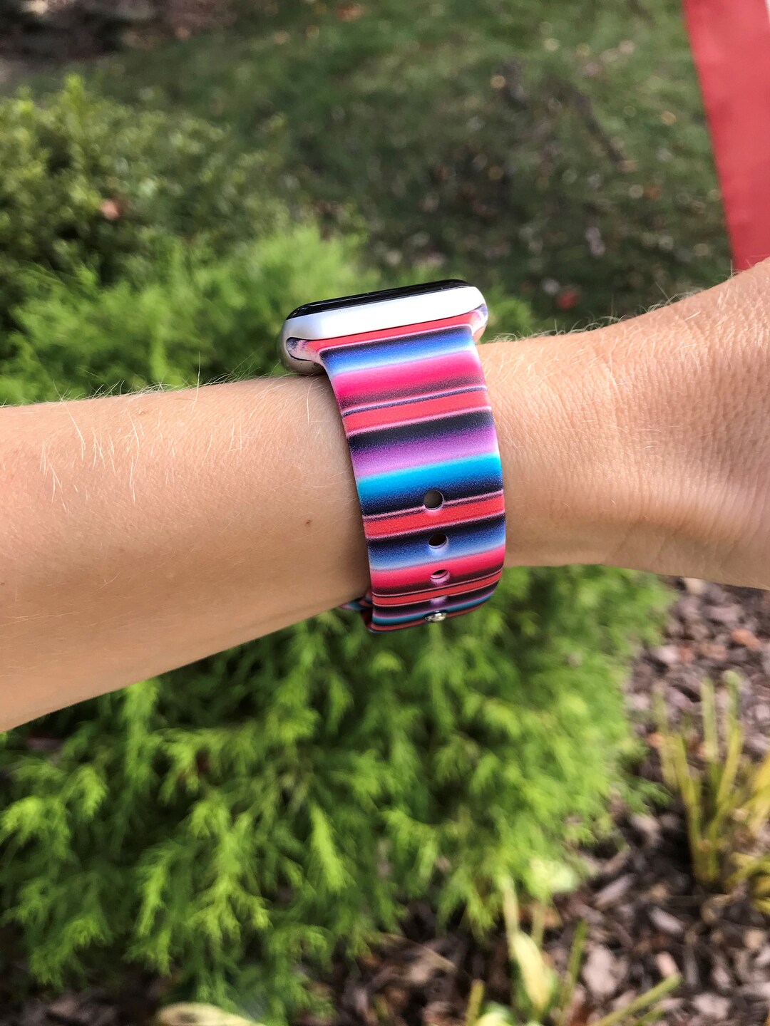 Serape Stripe Gradient Stripes Silicone Watch Band Compatible With ...