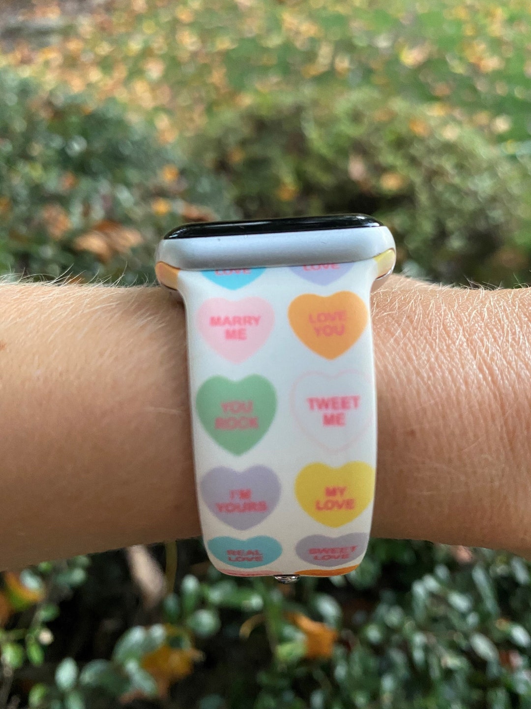 Conversation Candy Hearts Silicone Watch Band Compatible With Apple ...