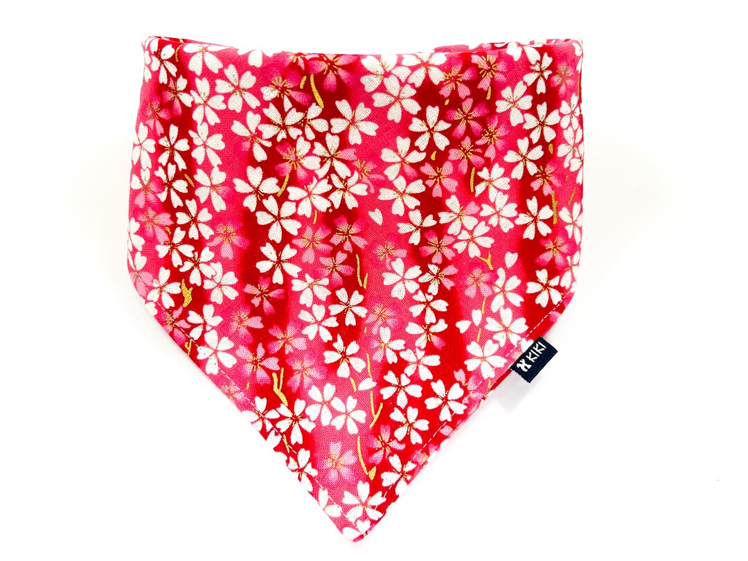Falling Cherry Blossom Bandana Red Dog Bandana Cat Bandana - Etsy