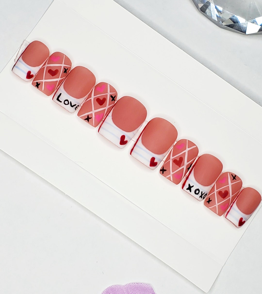 Love Note Notebook Nails, Matte Nails, Jelly Pink Nails, French Tip ...