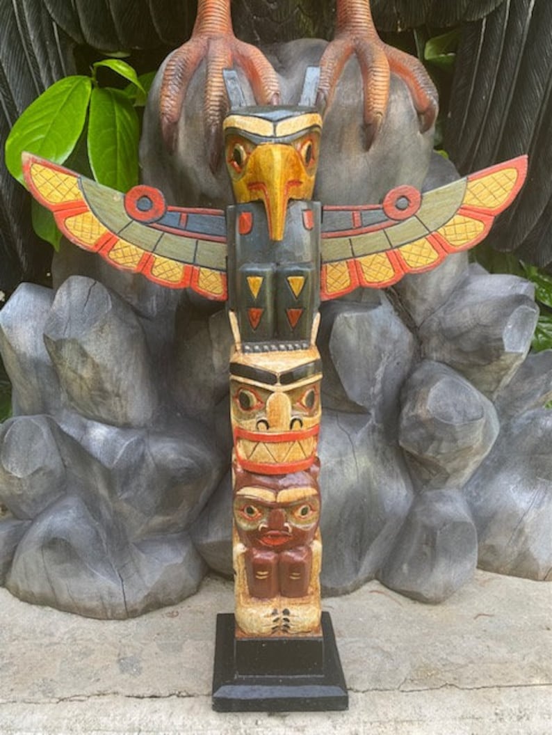 Totem Pole Wood 19.68 Inches Indian Decoration, Totem Pole Wood ...
