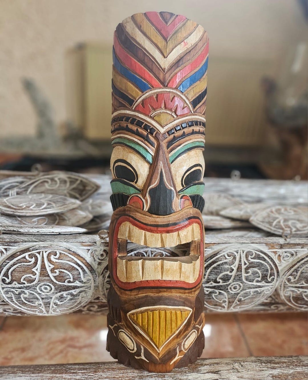 Totem Pole Wood 19.68 Inches Indian Decoration, Totem Pole Wood ...