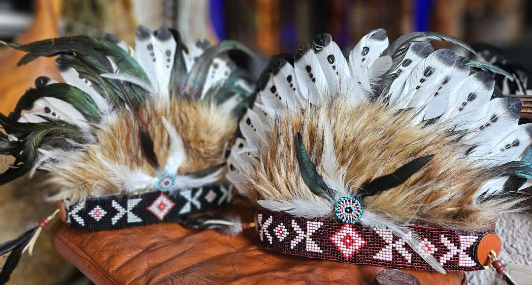 Indian Feather Bonnet Set Feather Bonnets Headdress Carnival ...