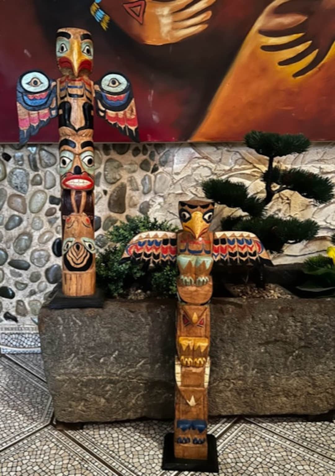 Totem Pole Wood 2 Pieces Totem Poles Handmade Totem Pole - Etsy