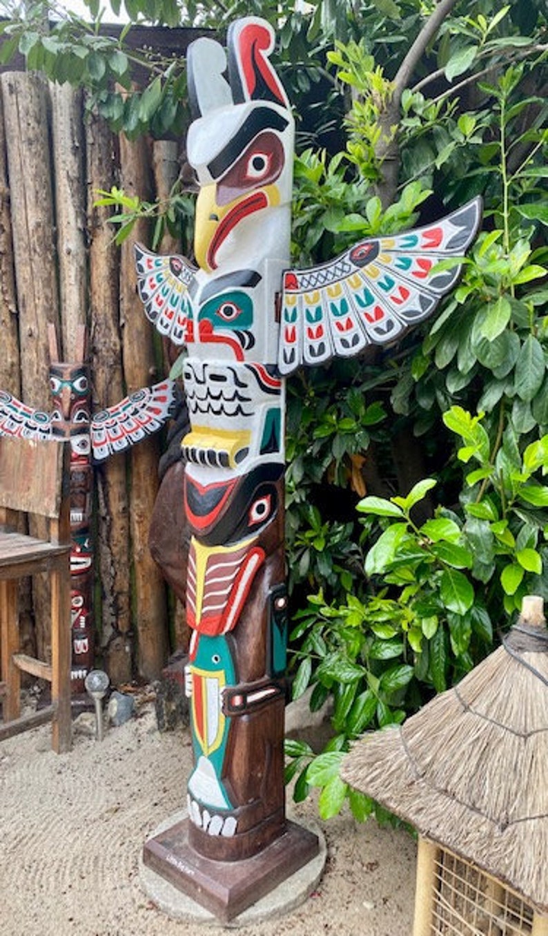 Totem Pole Decoration Totem Pole Height 2.00 Meters Wood Garden Home ...