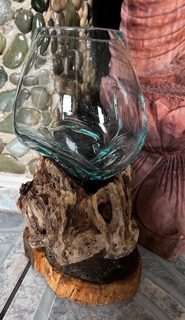 Root Wood Glass Vase Decorative Glass Flower Vase Liqva Vase - Etsy