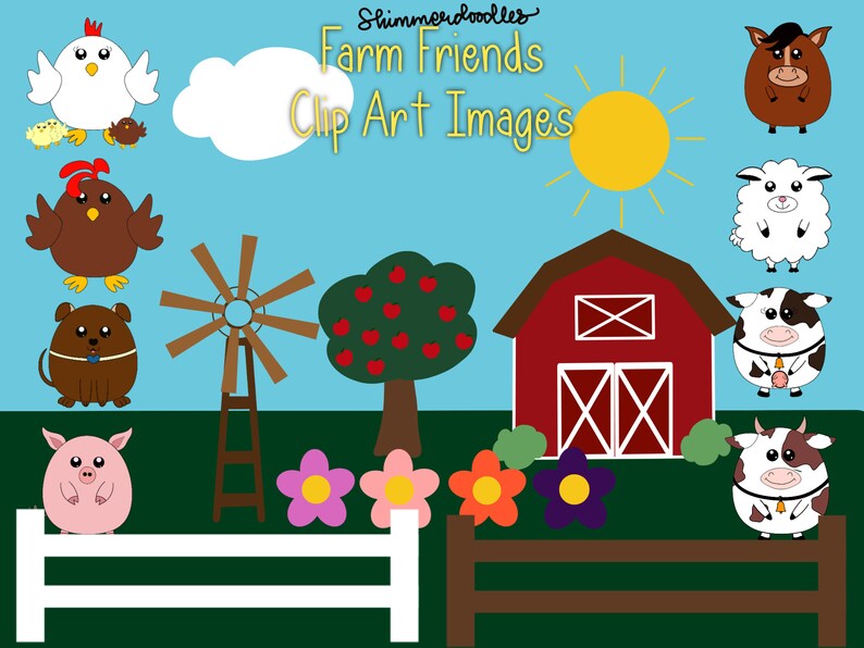 20 Farm Friends Clip Art Image Files - Simmerdoodles - Etsy