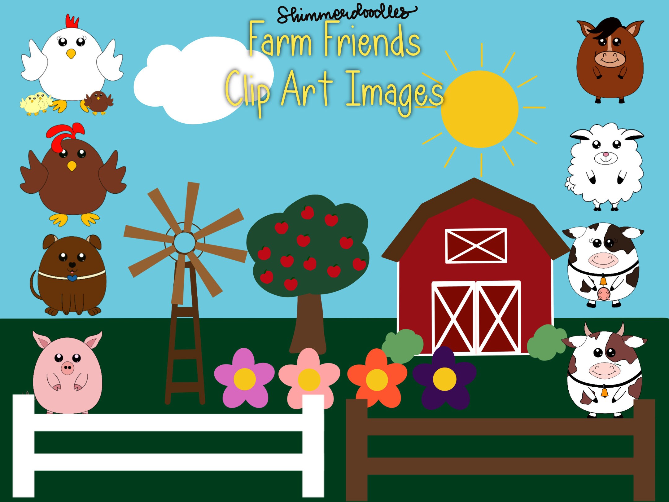 20 Farm Friends Clip Art Image Files - Simmerdoodles - Etsy