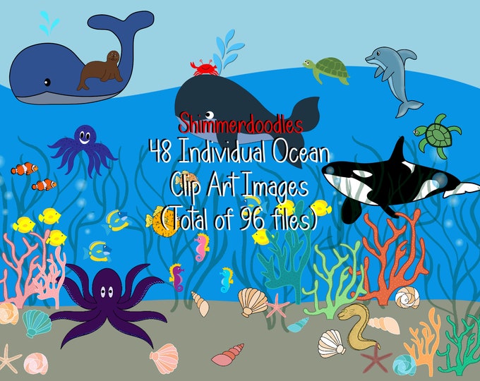 Shimmerdoodles 48 Ozean Clip Art Bilder (96 Dateien) | Meer | Strand ...