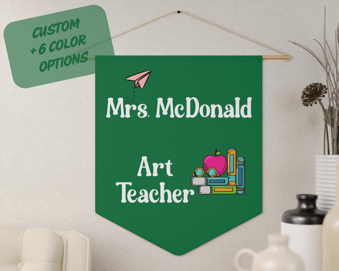 Custom Teacher Sign, Teacher Pennant Flag, Teacher Name Sign ...