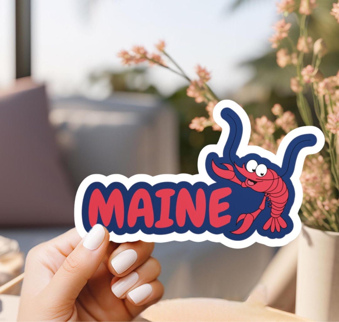 Maine Kiss Cut Sticker, Lobster Decal, Travel Memories Vinyl Sticker ...