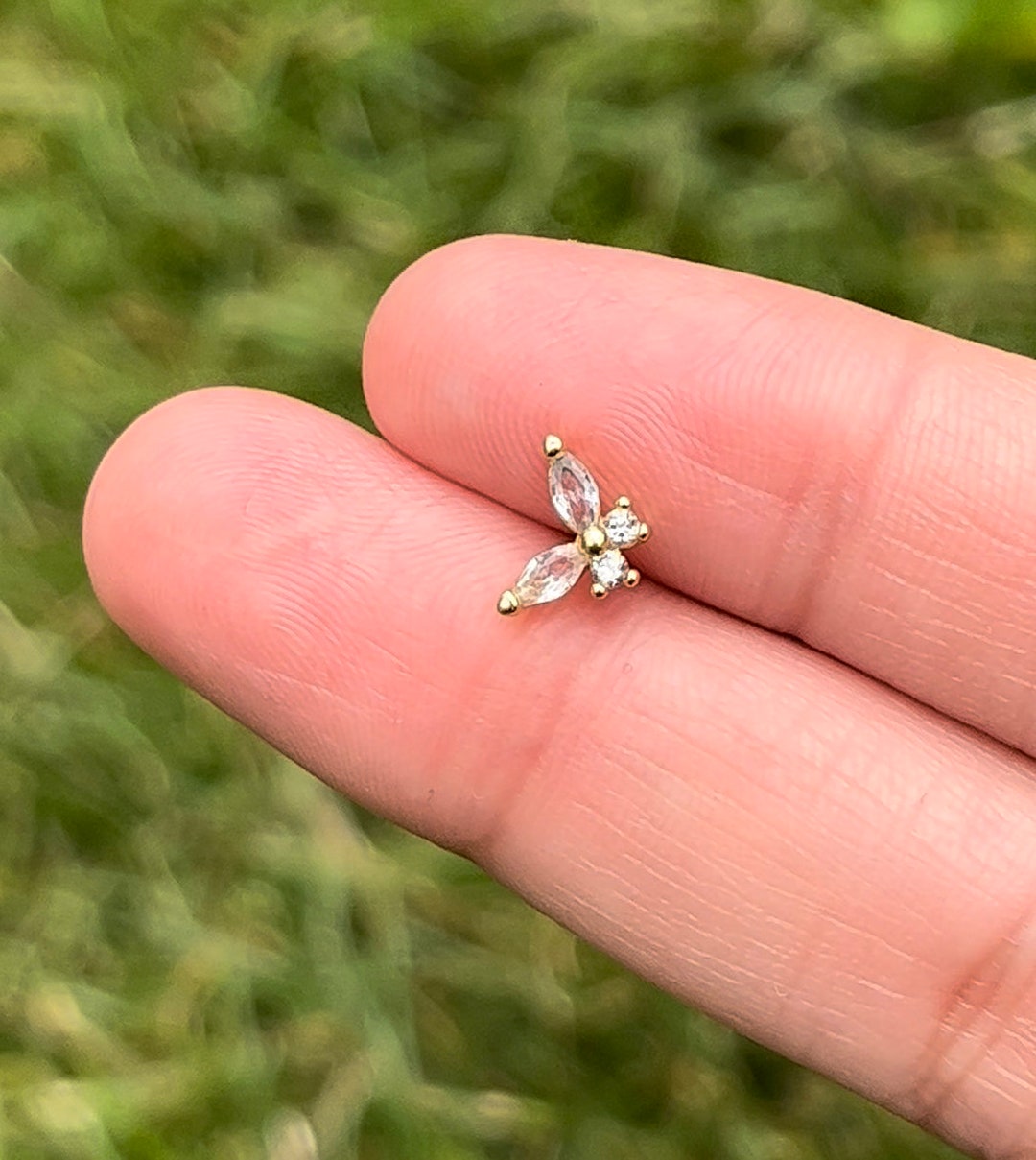 14k Gold Plated Dinty Butterfly Nose Stud ,nose Ring ,gold Nose Pin ...