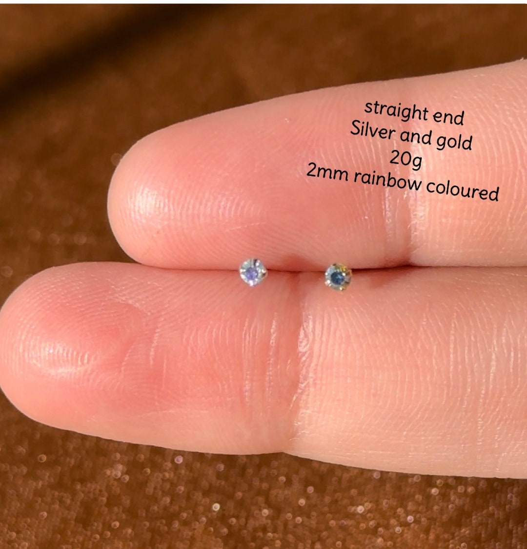 Tiny Nose Stud2mm Rainbow Coloured Nose Stud Straight End - Etsy