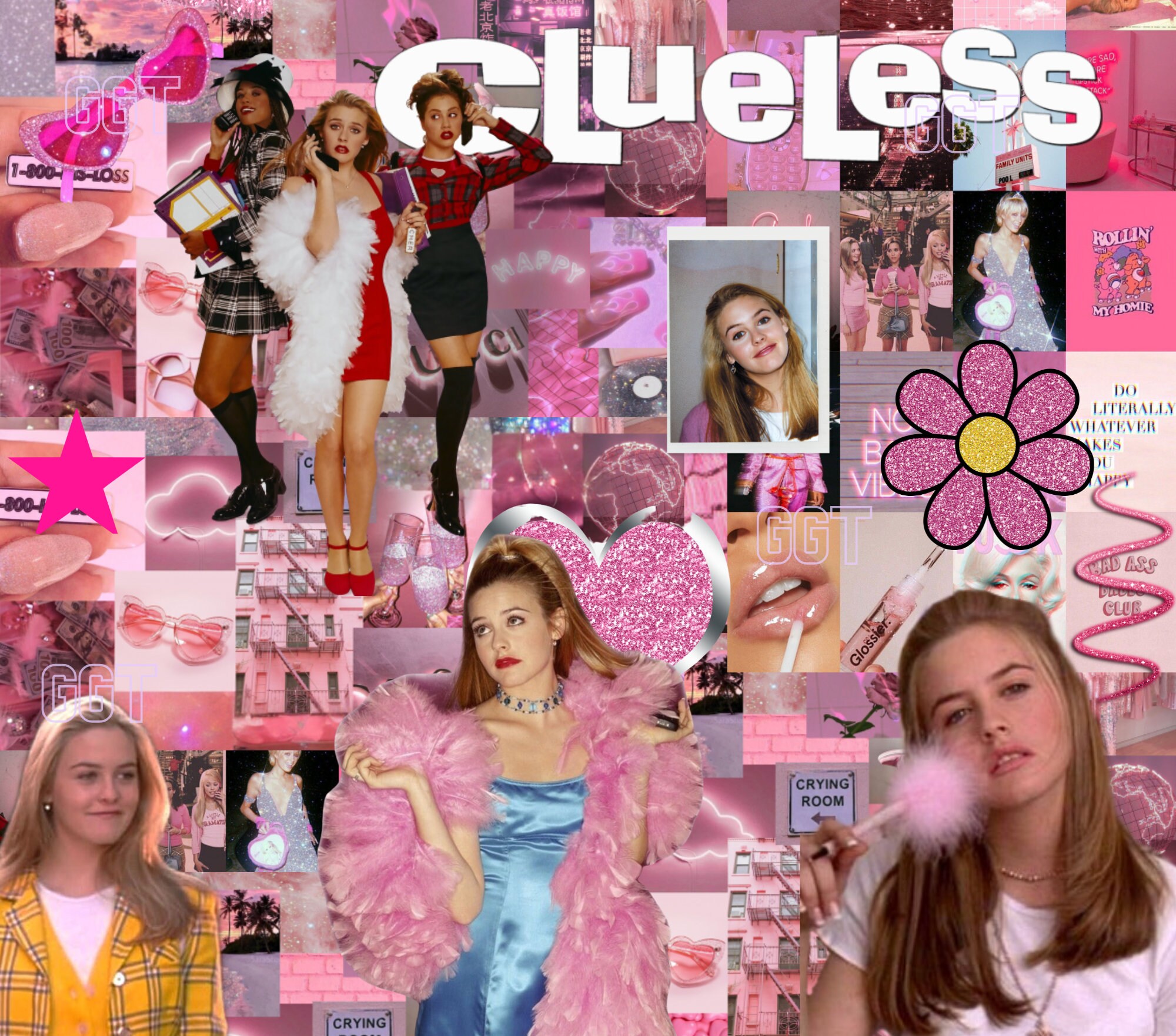 THREE Clueless Pink/gold Sparkly Tumbler Designs 20 Oz Skinny Pink ...