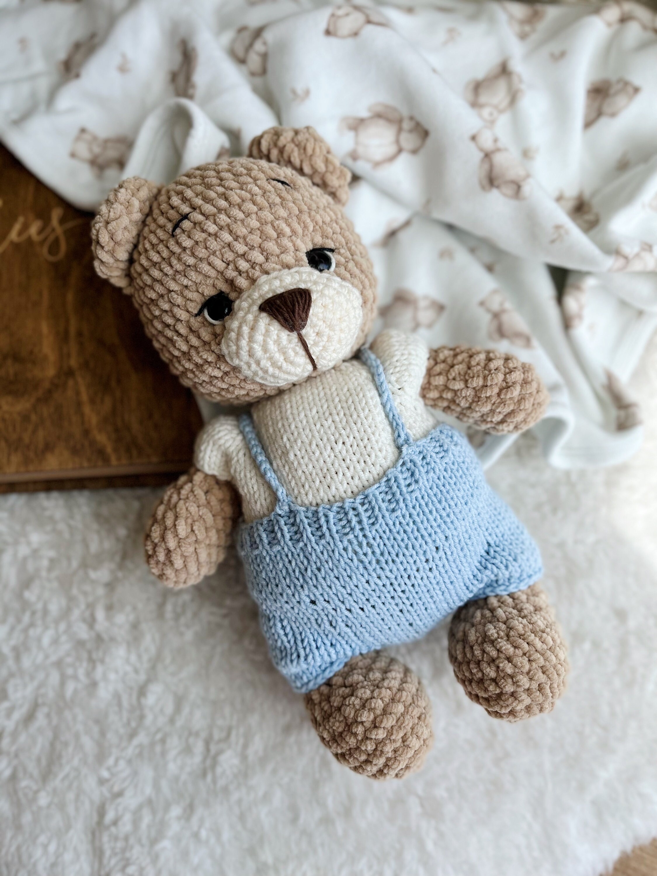 Crochet Plush Toy, Cute Bear Toy, Christening Gift, Bear Toy, Baby Boy ...