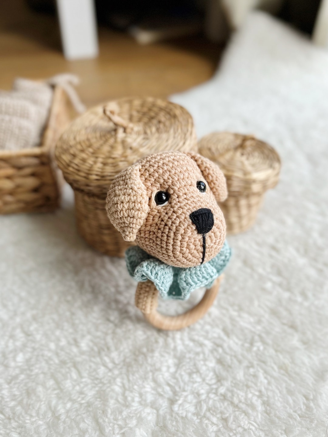 Crochet Rattle, Cute Labrador Rattle, Labrador Retriever Toy, Baby ...