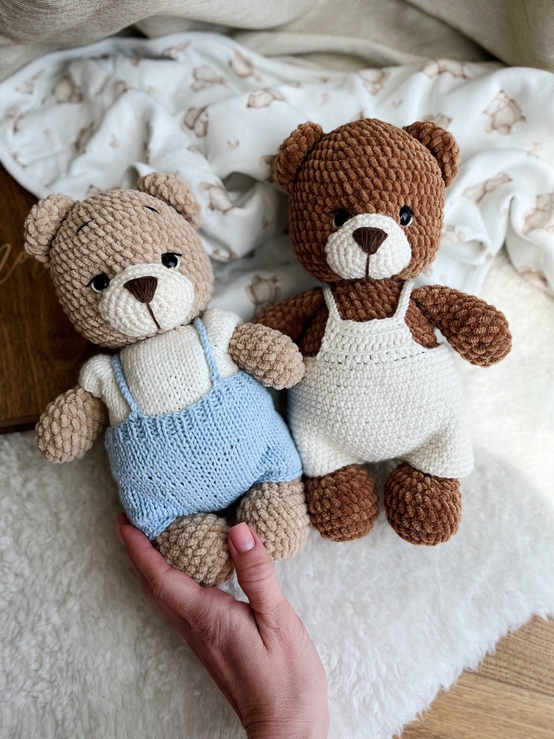 Crochet Plush Toy, Cute Bear Toy, Christening Gift, Bear Toy, Baby Boy ...