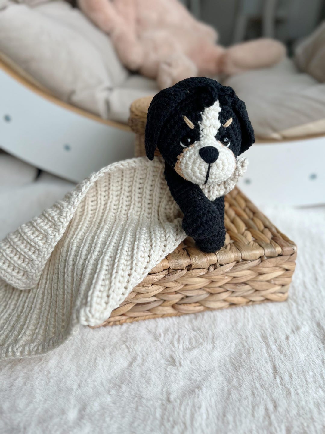 Crochet Lovey, Cute Bernese Mountain Dog Lovey Snuggler, Bernese ...