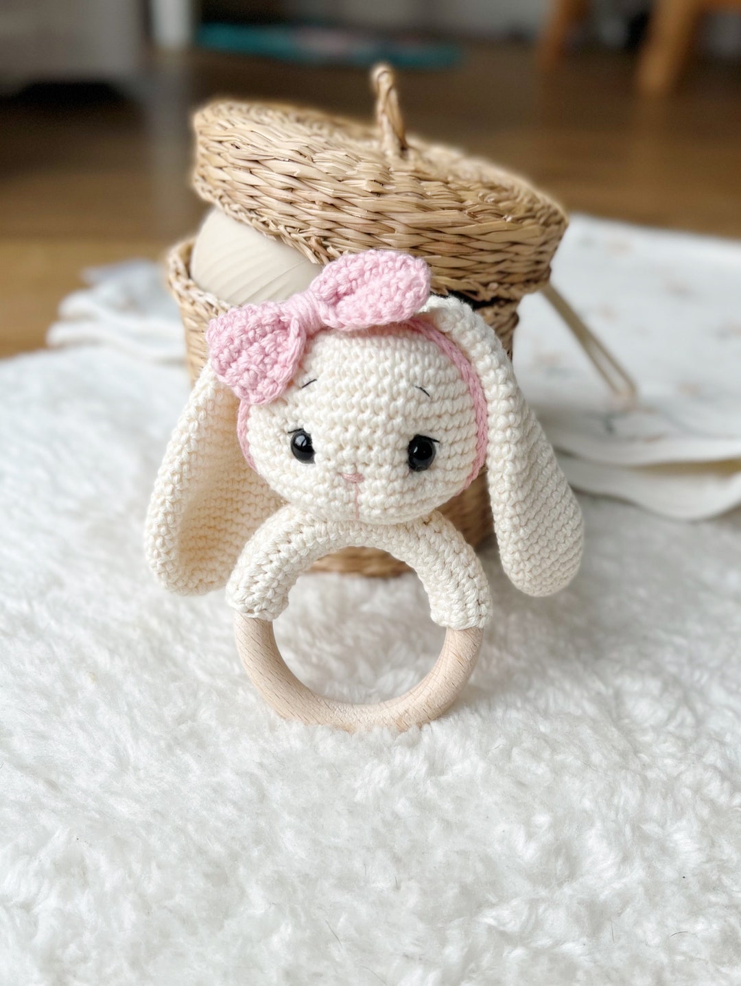 Crochet Rattle, Cute Bunny Rattle, Baby Shower Gift, Christening Gift ...