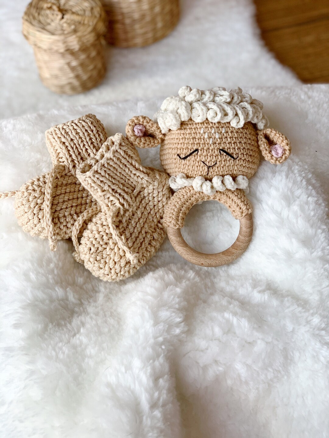 Crochet Rattle, Cute Sheep Rattle, Baby Shower Gift, Christening Gift ...