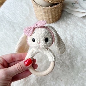 Crochet Rattle, Cute Bunny Rattle, Baby Shower Gift, Christening Gift ...