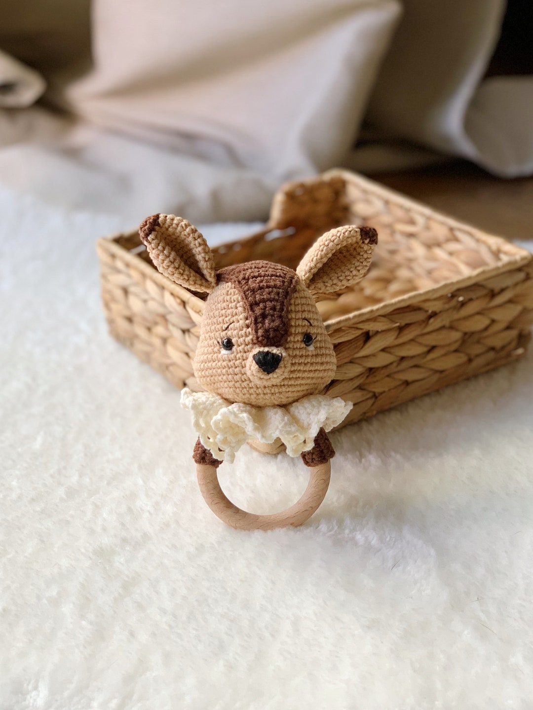 Crochet Rattle, Cute Squirrel Rattle, Baby Shower Gift, Christening ...