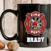 Firefighter Logo Personalized Mug With Name, Fireman Thin Red Line Fire ...