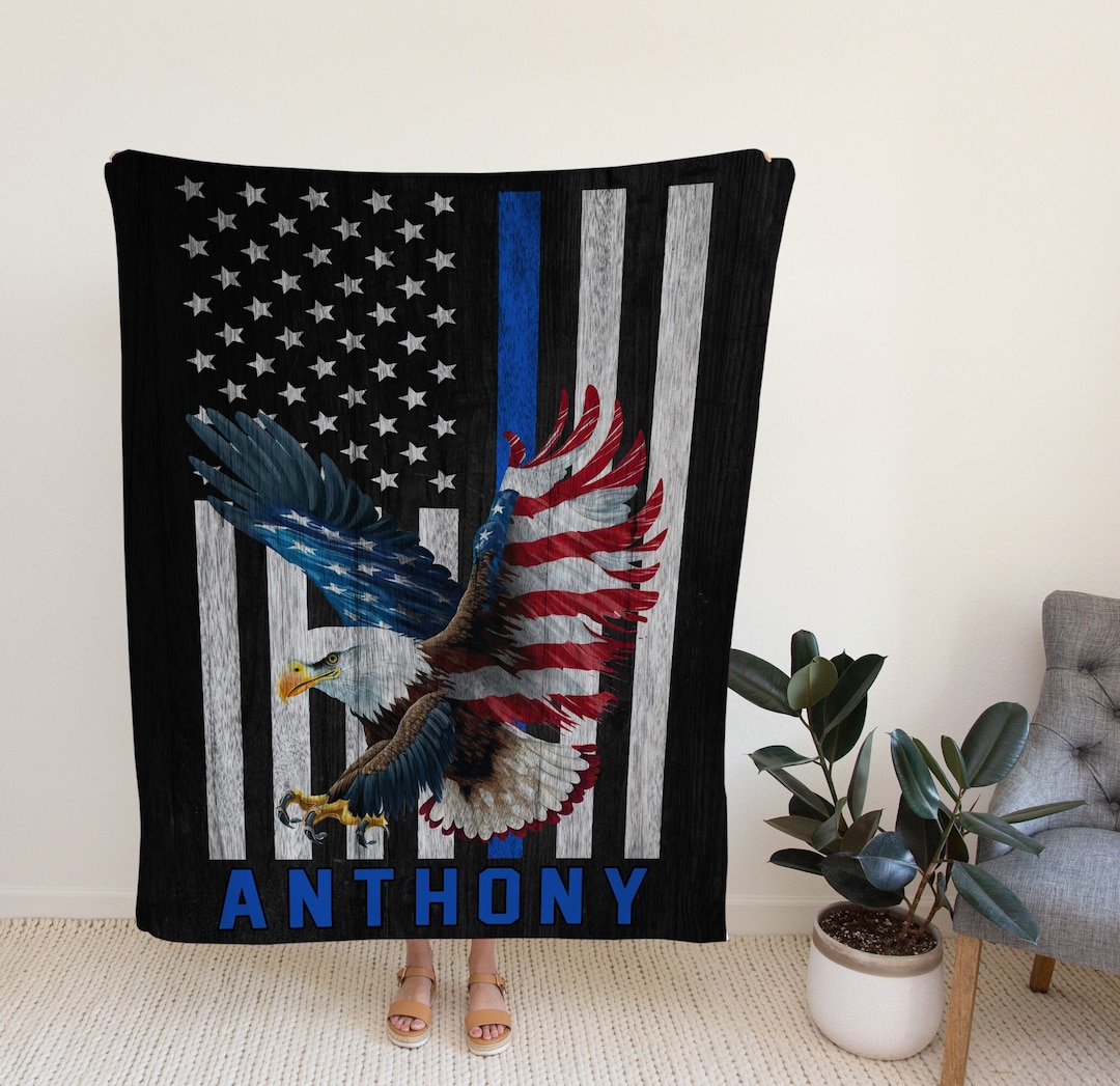 Personalized Blanket, Police Officer Blanket, Custom Thin Blue Line ...
