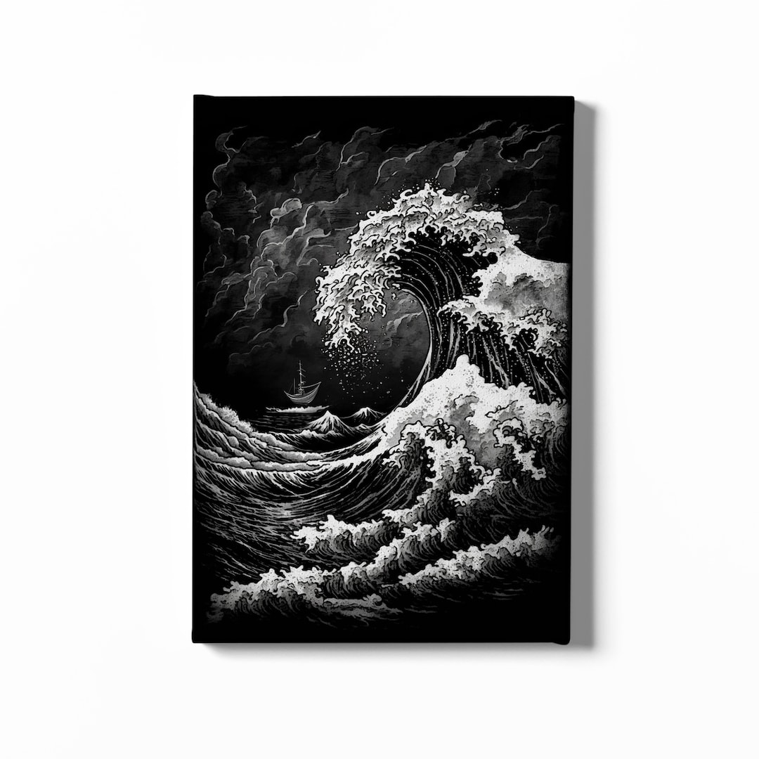 Japanese Tsunami Waves Canvas Print Abstract Tree Art - Etsy