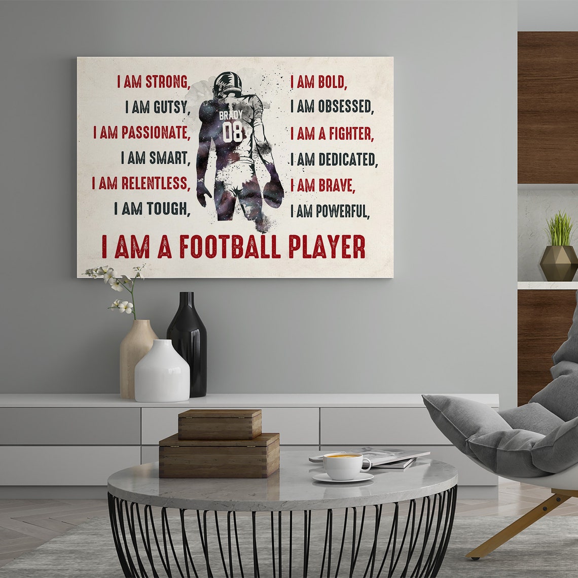 Custom Canvas, I Am A Football Player Canvas, Wall Art for Living Room ...