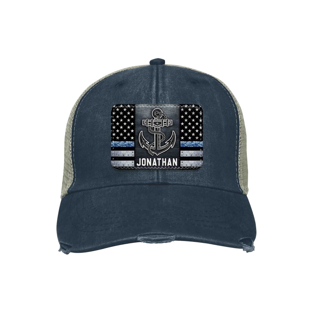 Personalized Us Navy Cap, Ollie Cap, Gifts for Navy Veterans, Us Flag ...