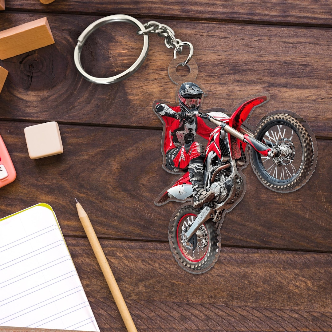 Personalized Dirt Bike Keychain, Custom Motocycle Photo Keychain ...