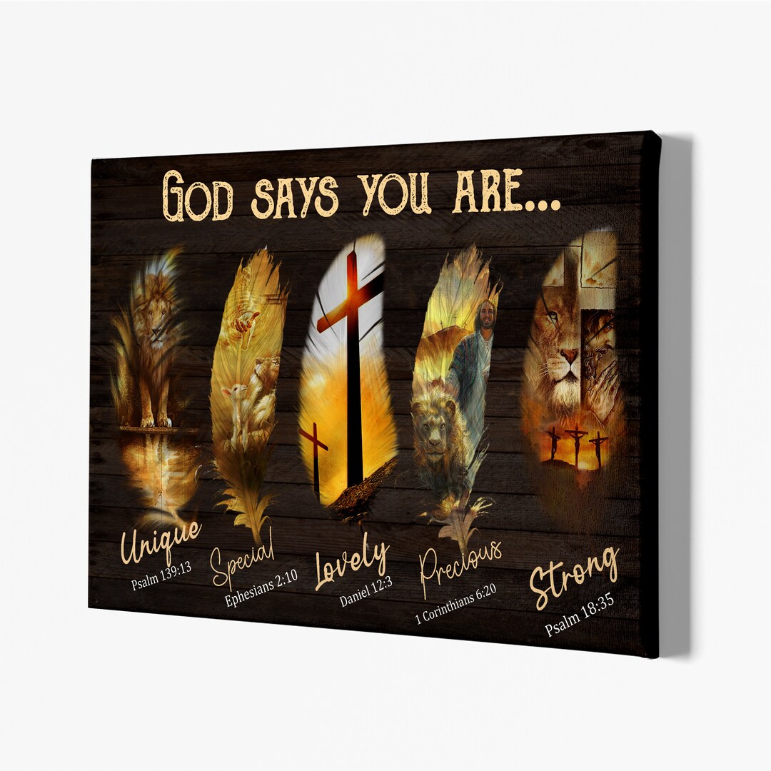 Christian Art Print Poster, God Says You Are Canvas, Inspiration Quote ...
