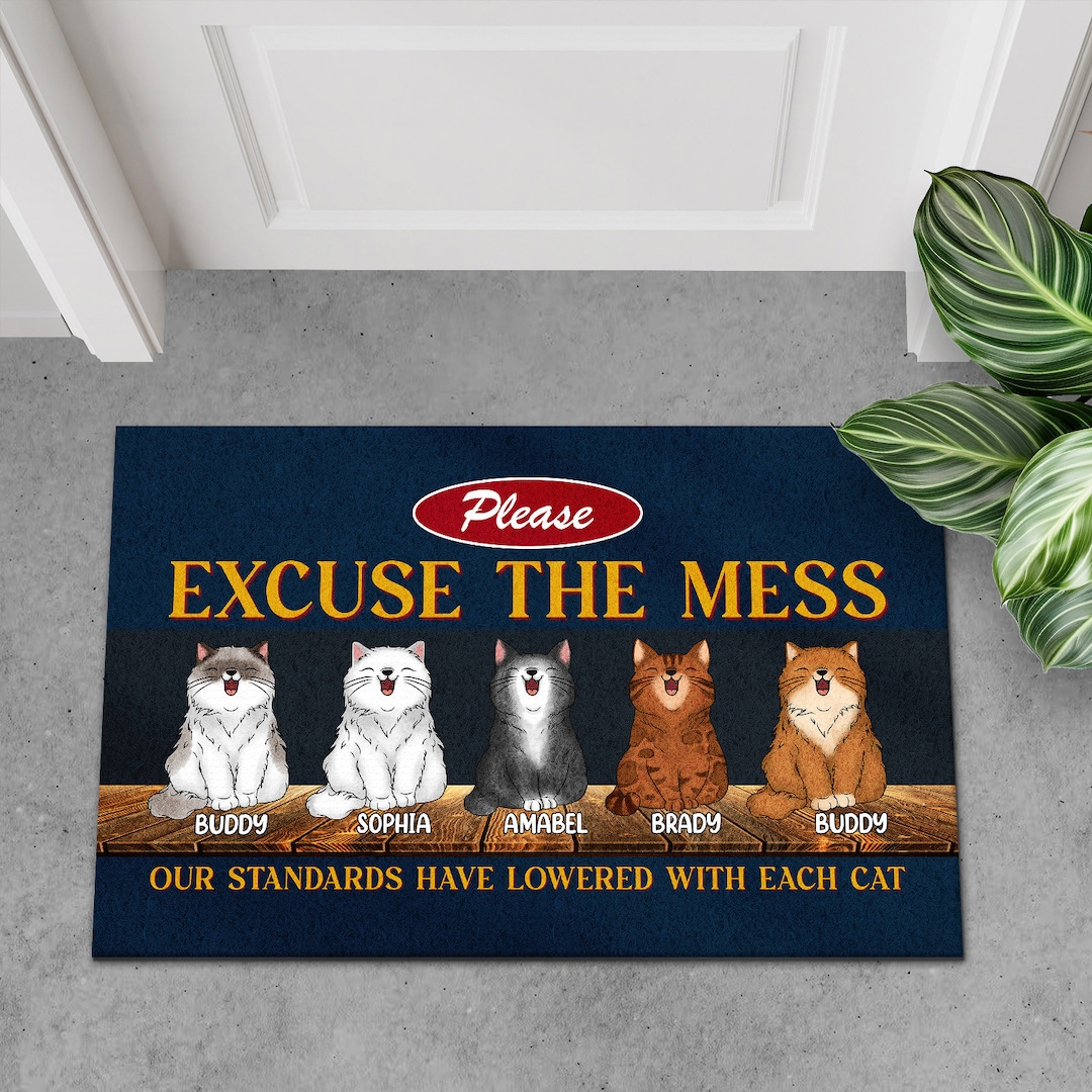 Cat Mat, Personalized Cat Doormat, Custom Cat Welcome Mat, Cat Lover ...