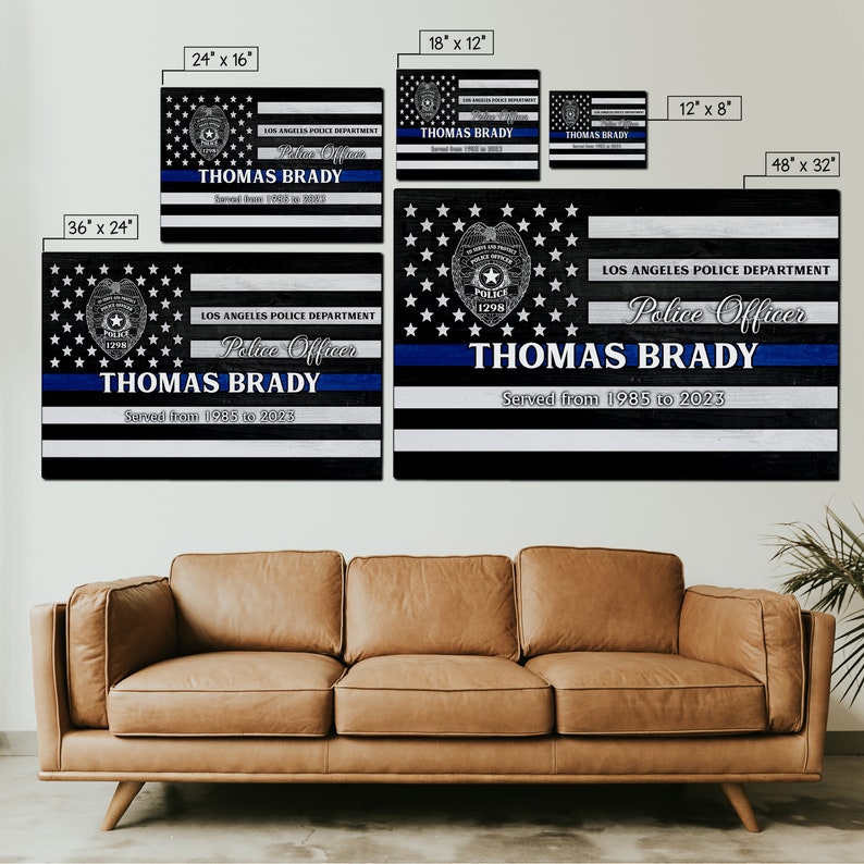 Police Retirement Gifts Personalized Thin Blue Line Canvas - Etsy