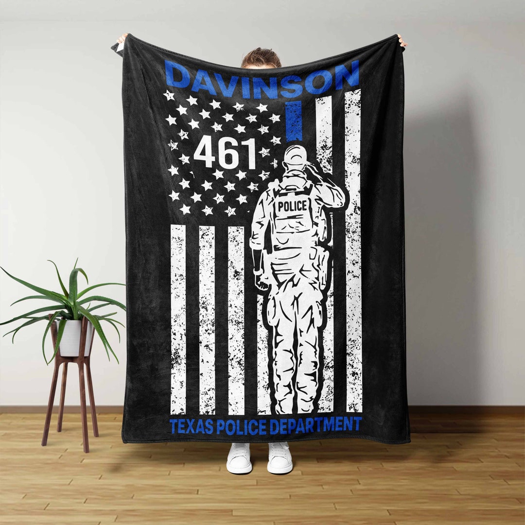 Police Department Personalized Blanket, Gift Ideas for Cop Dad ...