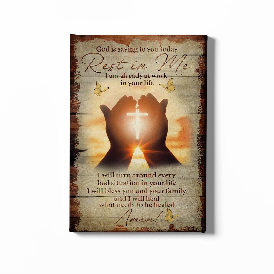Chirstian Canvas, Rest in God Print, Bible Verse Wall Art, Easter Decor ...