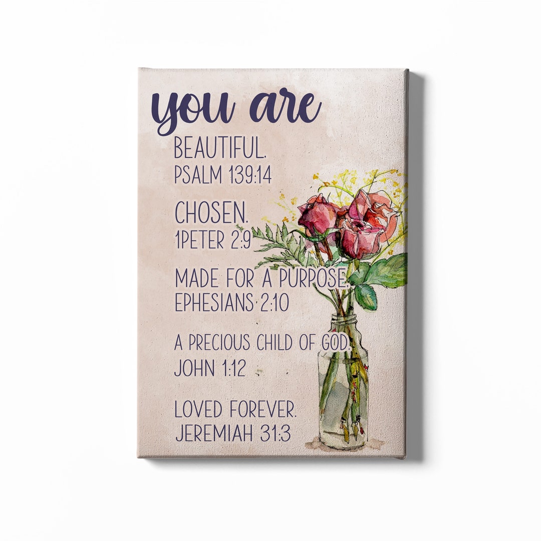You Are Beautiful Psalm 139: 14 Poster, Bible Verses Wall Decor ...
